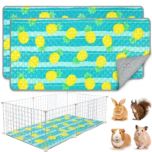2 Pack Washable Guinea Pig Cage Liner - Reusable Guinea Pig Mat, Waterproof Bedding for Cage, Super Absorbant Pee Pads for Small Animals