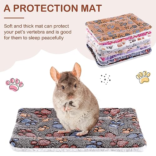 Ripeng 8 Pcs Guinea Pig Bed Mat Fleece Cat Bed Pad Dog Crate Mat for Indoor Warm Reversible Pet Bedding for Small Animal Bed Washable Kennel Crate Pad Cat Carrier Mat(Multicolor, 12.6" x 9.8")