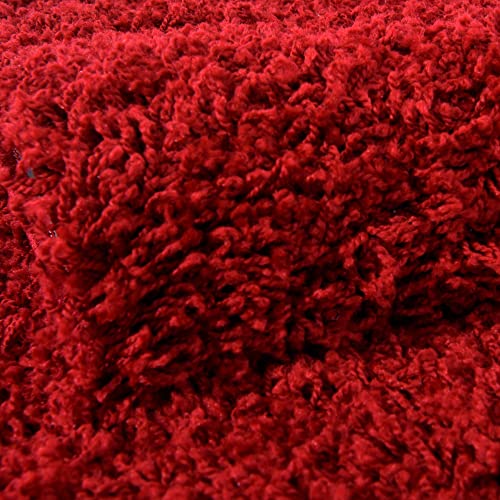 Rugs.com - Über Cozy Solid Shag Collection Rug – 9' x 12' Cherry Red Shag Rug Perfect for Living Rooms, Large Dining Rooms, Open Floorplans