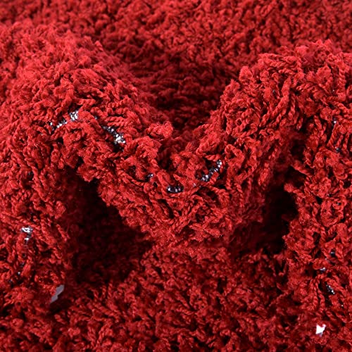 Rugs.com - Über Cozy Solid Shag Collection Rug – 9' x 12' Cherry Red Shag Rug Perfect for Living Rooms, Large Dining Rooms, Open Floorplans