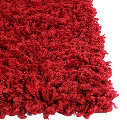 Rugs.com - Über Cozy Solid Shag Collection Rug – 9' x 12' Cherry Red Shag Rug Perfect for Living Rooms, Large Dining Rooms, Open Floorplans