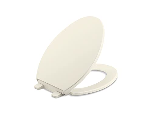 KOHLER K-4774-47 Brevia Elongated Toilet Seatwith Quick-Release Hinges and Quick-Attach Hardware for Easy Clean in Biscuit