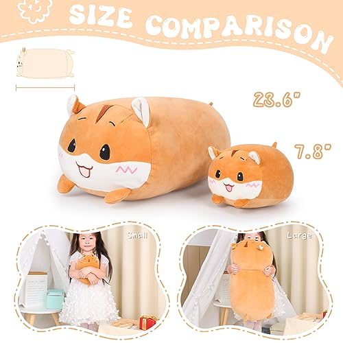 AIXINI 8 inch Cute Yellow Hamster Plush Stuffed Animal Cylindrical Body Pillow,Super Soft Cartoon Hugging Toy Gifts