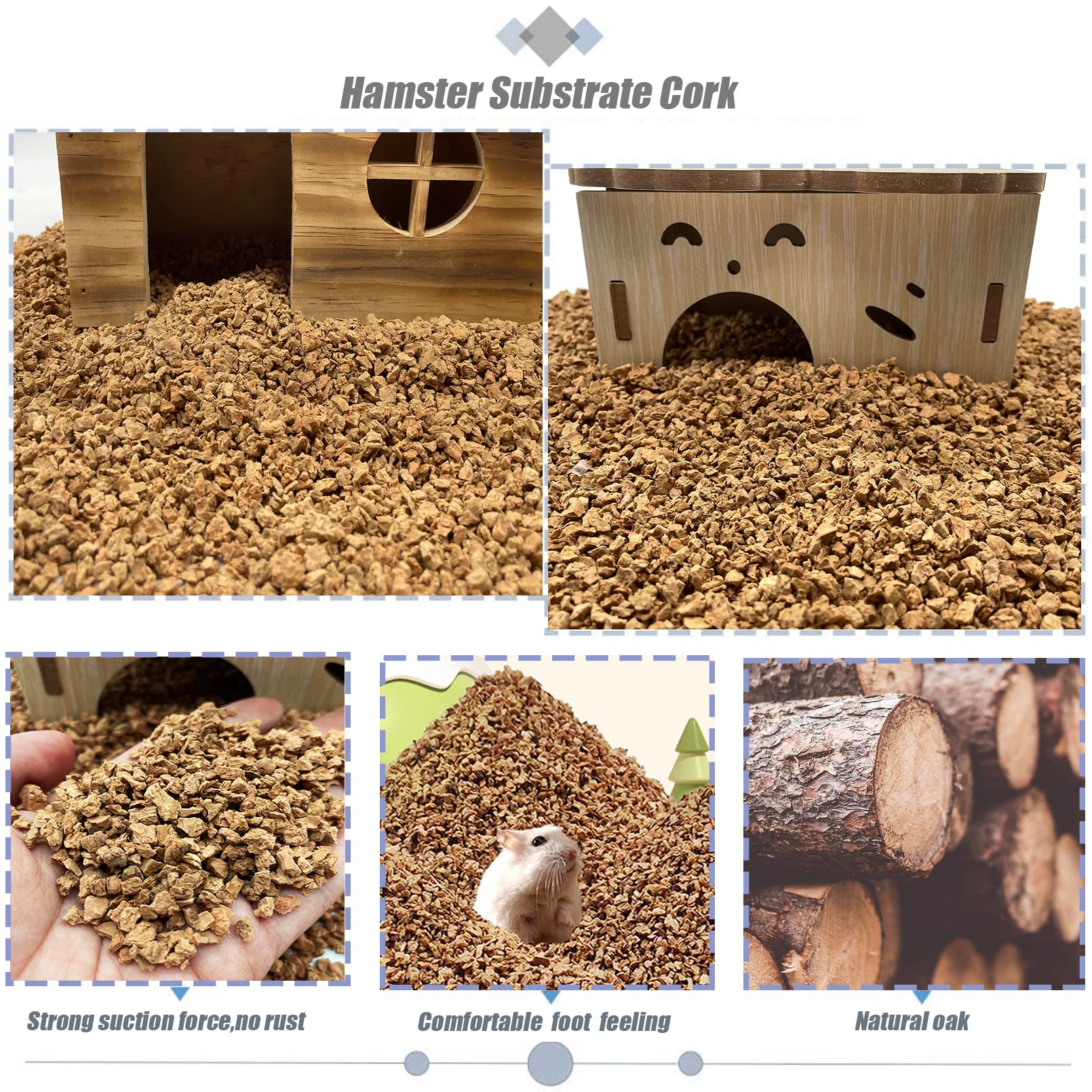 Tfwadmx Hamster Substrate Cork Natural Bedding Litter Mate Habitat Decor for Syrian Hamsters Gerbils Mice Degus Small Animal or Reptiles
