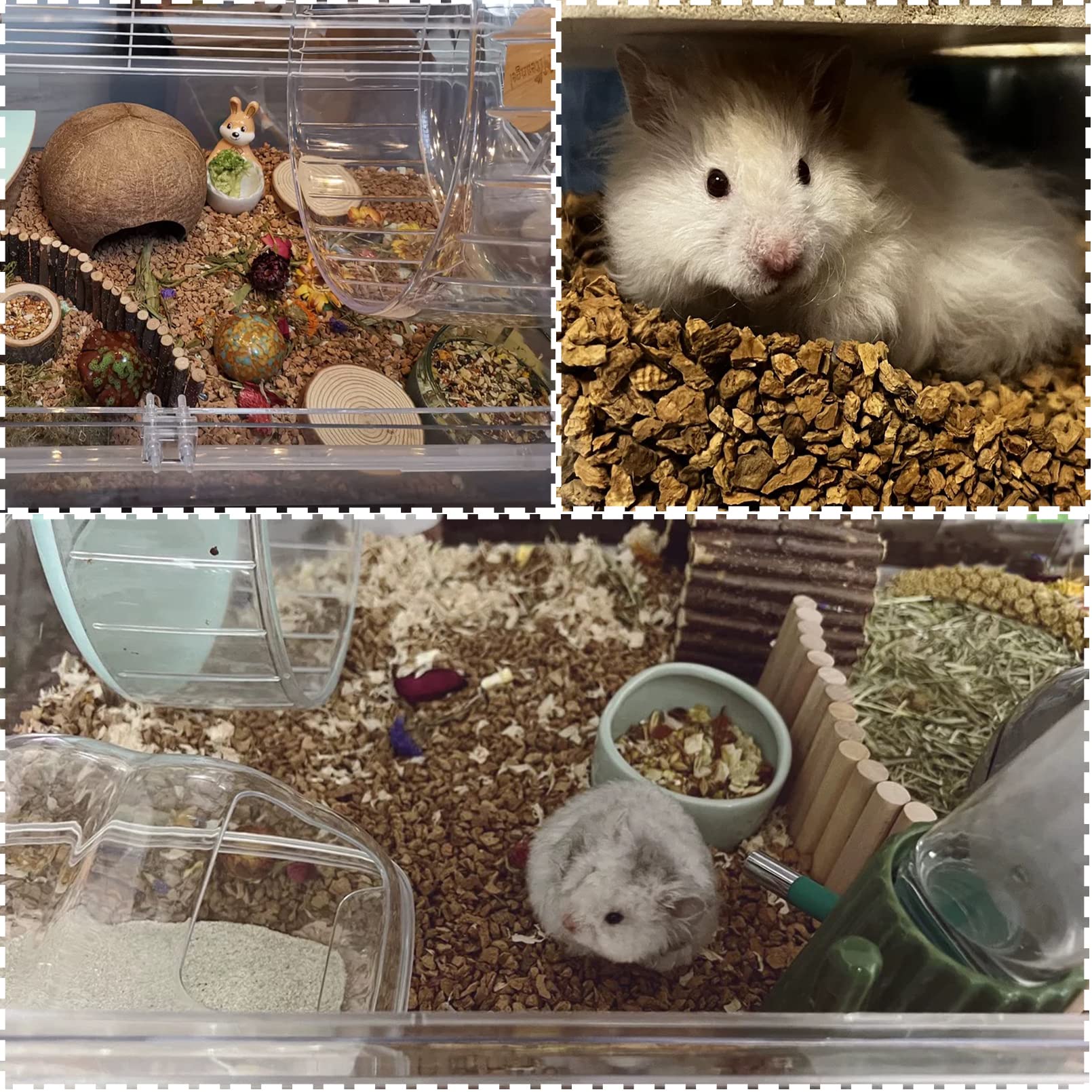 Tfwadmx Hamster Substrate Cork Natural Bedding Litter Mate Habitat Decor for Syrian Hamsters Gerbils Mice Degus Small Animal or Reptiles