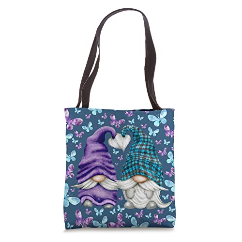 Purple Spring Gnomies For Girls Cute Butterfly Aesthetic Tote Bag