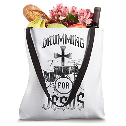 Drummer Drum Set Jesus Faith Cross Vintage Drumming For Tote Bag