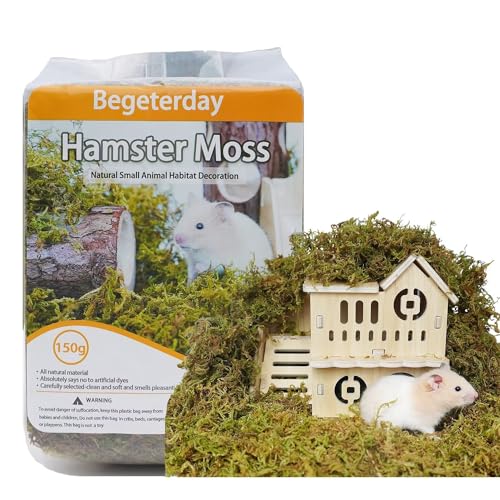 Begeterday 150g Pure Natural Forest Moss for Hamsters Bedding Nesting, Small Animal Habitat Decoration, Good for Hamster Cages Accessories