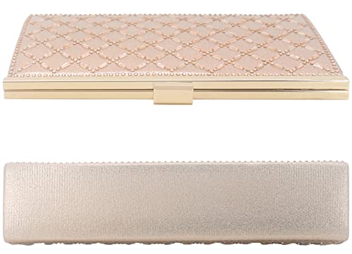 Metal Top-Handle Women Evening Clutch Purse Bag Crystal Rhinestone Handbags Champaign Medium