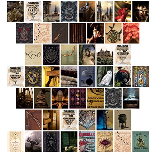 CON*QUEST Conquest Journals Harry Potter Hogwarts Wall Collage, 8"x10", Set of 50 Official Wizarding World Art Prints, Printed on Quality Card Stock, Matte Finish