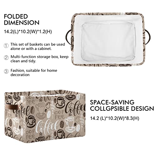 Coffee Storage Basket Fabric Storage Bin Farmhouse Coffee Pod Holder Baskets, Coffee Cup Foldable Storage Boxes Organizer for Baby Cloth Dog Toy Book Storage Cubes Shelf Closet Basket 16×12×8 Inches