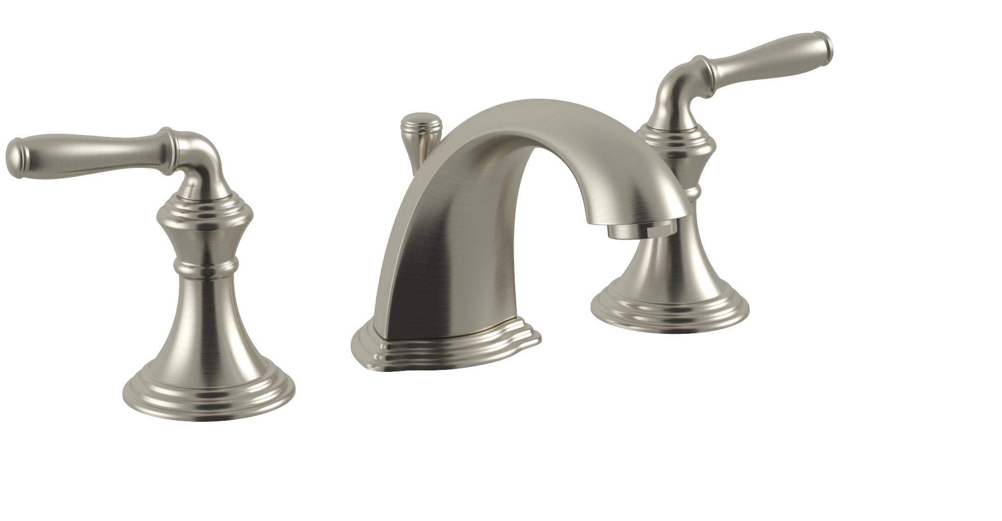 KOHLER 394-4-BN Devonshire Widespread Bathroom Faucet with Pop-Up Drain Assembly, 3-Hole 2-Handle Bathroom Sink Faucet, 1.2 gpm, Vibrant Brushed Nickel