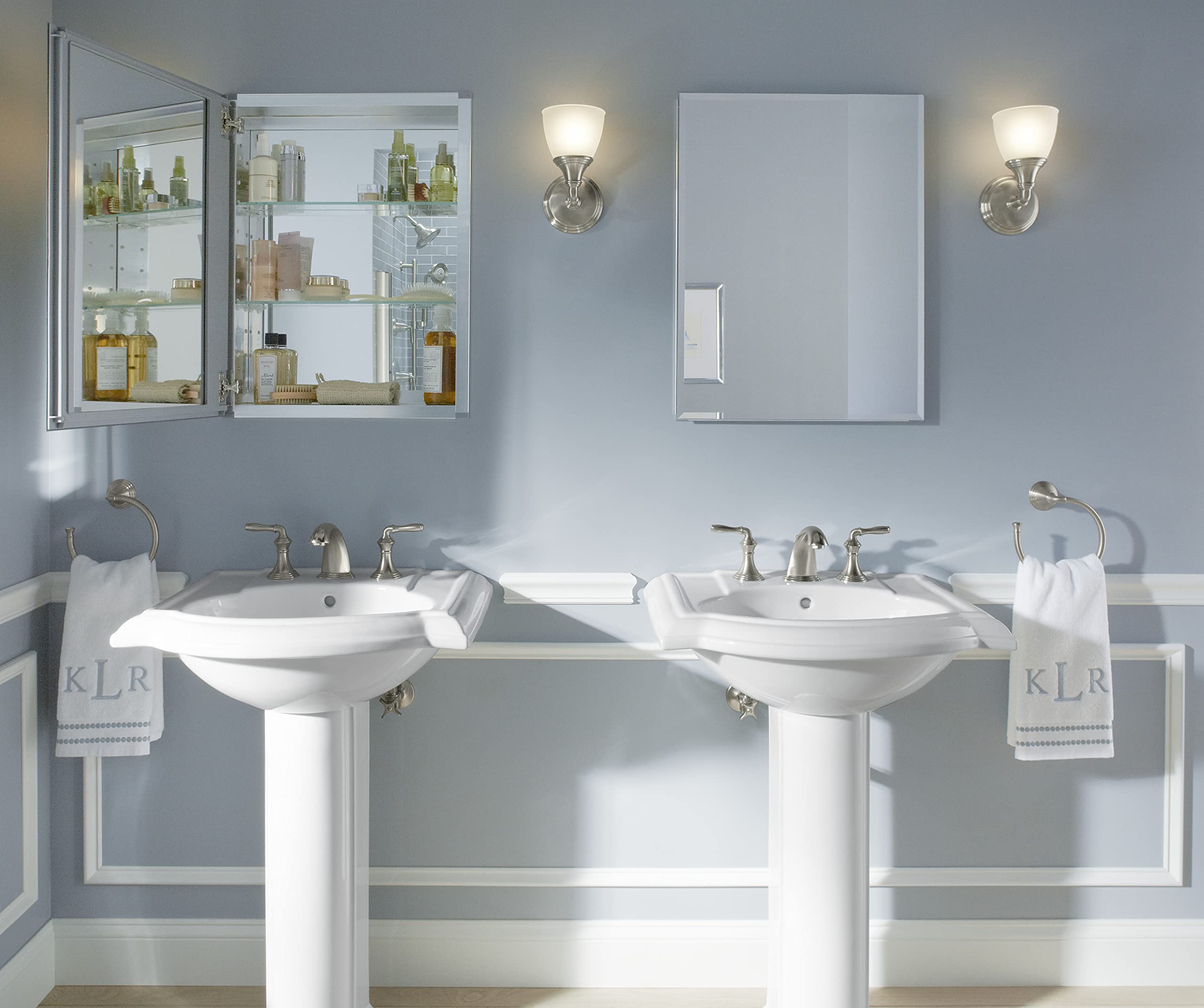KOHLER 394-4-BN Devonshire Widespread Bathroom Faucet with Pop-Up Drain Assembly, 3-Hole 2-Handle Bathroom Sink Faucet, 1.2 gpm, Vibrant Brushed Nickel