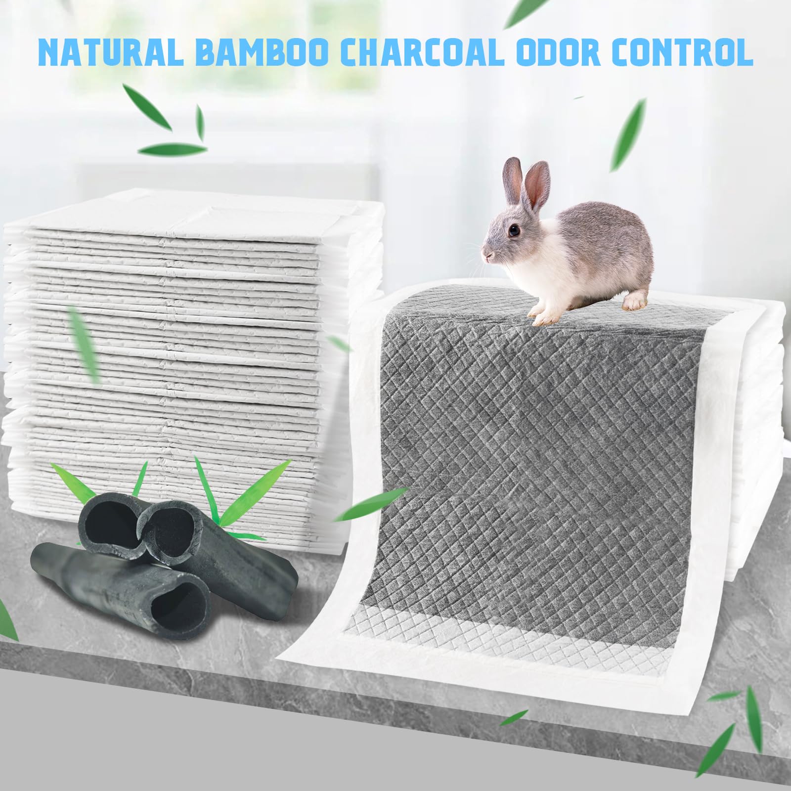 OHCCYML Disposable Guinea Pig Cage Liners,50PCS Thickened Guinea Pig Pee Pads Super Absorbent Charcoal Odor Controlling Cage Bedding Liners for Small Animals Rabbit Cat Puppy Hamster(18" x 13")