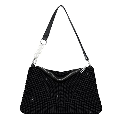 Evevictor Bling Clutch Purse, Crossbody Handbag, Rhinestone Money Handbag for Women, Black