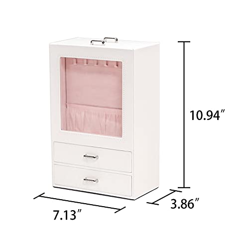 Kendal Jewelry Boxes for Girls Women, White Jewelry Box with Porcelain Pattern, Stand Layer Jewelry Organizer Box Display Necklace, Earring, Ring, Jewelry Storage Case as Ideal Gift