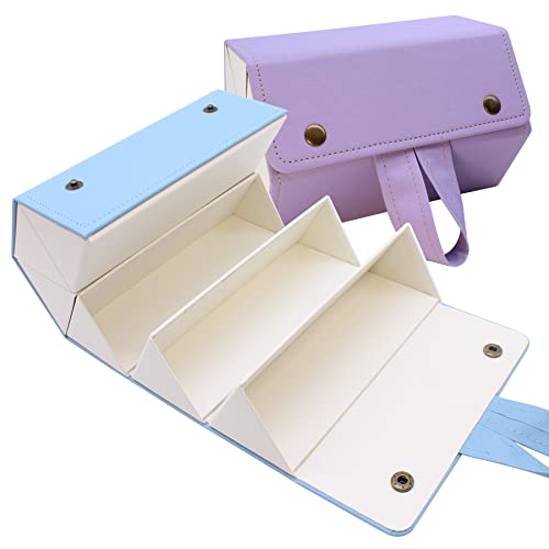 MAFENLY six sunglasses storage box, 6 sockets pu foldable glasses display box (6 PACK shiziwen Purple)