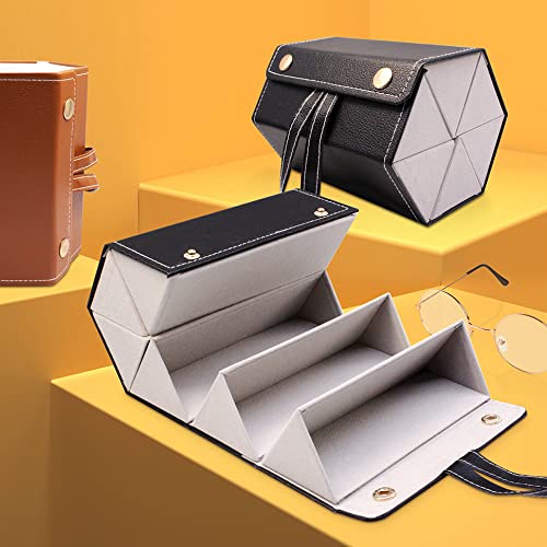 MAFENLY six sunglasses storage box, 6 sockets pu foldable glasses display box (6 PACK shiziwen Purple)