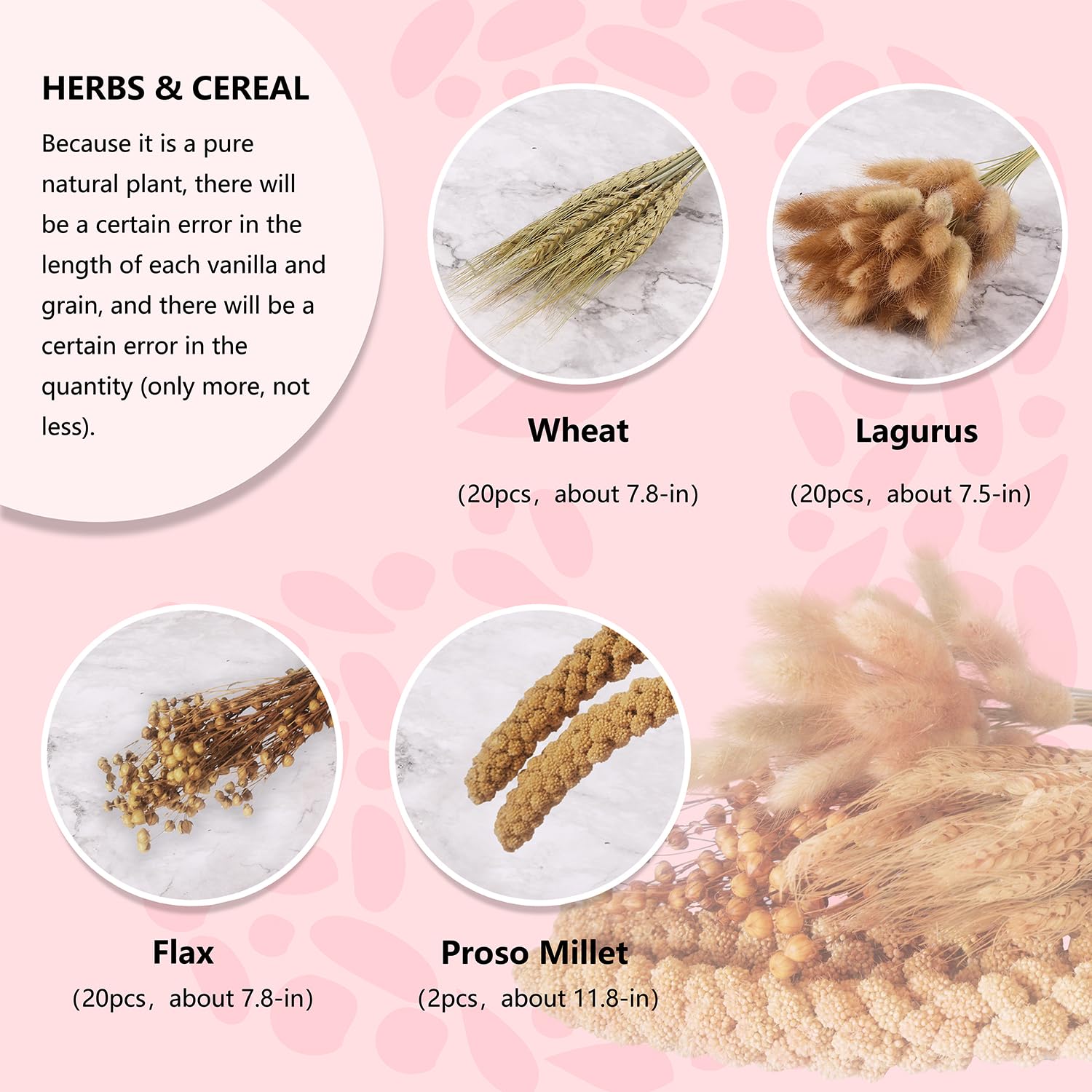 Sysmashing Hamster Bedding, Natural Hamster Bedding, Flowers and Cereals, Enclosure Decoration for House cage Habitat, for Gerbils Mouse Rat Lemming Degus Guinea Pig,Small Animal Bedding Pets