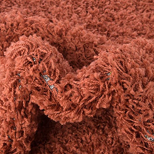 Rugs.com - Über Cozy Solid Shag Collection Rug – 4' x 6' Terracotta Shag Rug Perfect for Entryways, Kitchens, Breakfast Nooks, Accent Pieces