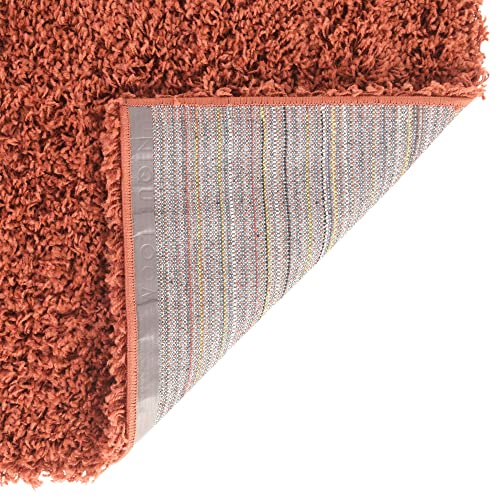 Rugs.com - Über Cozy Solid Shag Collection Rug – 4' x 6' Terracotta Shag Rug Perfect for Entryways, Kitchens, Breakfast Nooks, Accent Pieces