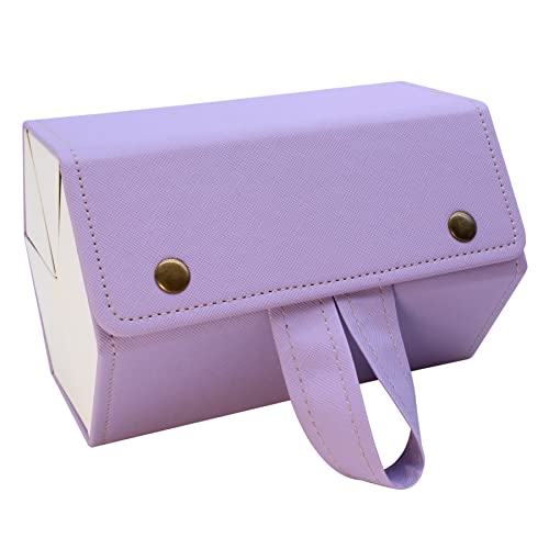 MAFENLY six sunglasses storage box, 6 sockets pu foldable glasses display box (6 PACK shiziwen Purple)