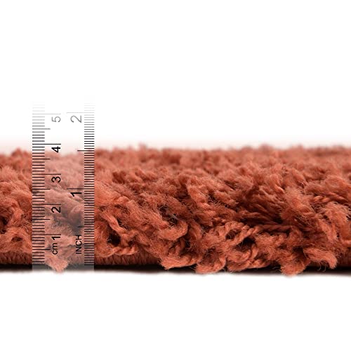 Rugs.com - Über Cozy Solid Shag Collection Rug – 4' x 6' Terracotta Shag Rug Perfect for Entryways, Kitchens, Breakfast Nooks, Accent Pieces