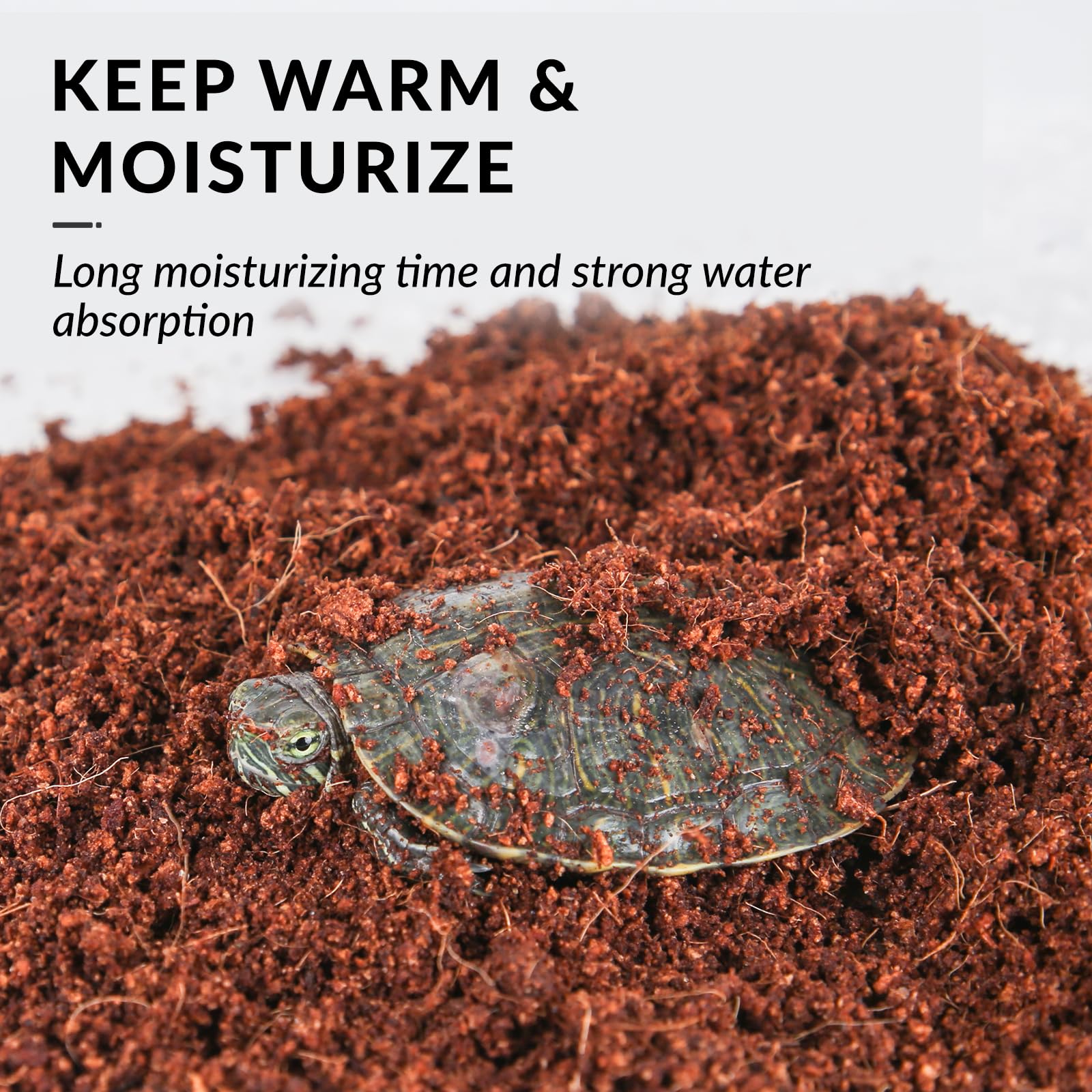 JONSΛNTY 3L Natural Coconut Coir Bedding, Small Animal Bedding for Hamster, Reptile, Tortoise, Frogs, Snakes, Hermit Crabs, Burrowing Animals, Clean, Cozy, Odor Control, Absorbent, for Cage, Terrarium