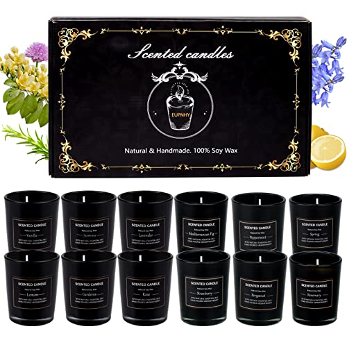 EUPNHY 12 Pack Scented Candles Gift Set 2.5oz Strong Fragrance Aromatherapy Jar Candle Set Soy Wax Decorative Candles for Home Scented Bath and Body Works Candles Best Gifts for Women.