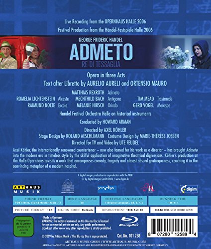 Handel: Admeto re di Tessiglia, Opera in three Acts [Blu-ray]