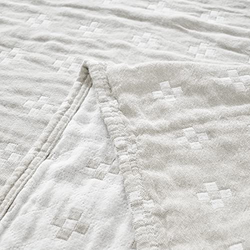jinchan Grey Throw Blanket for Couch Boho Throw Blanket Cozy Blanket Cotton Spring Blanket Twin Size Bed Throw 3 Layer Coverlet Geometric Quilt Gray Soft Blanket Baby Kid Gift 60x80 Inch