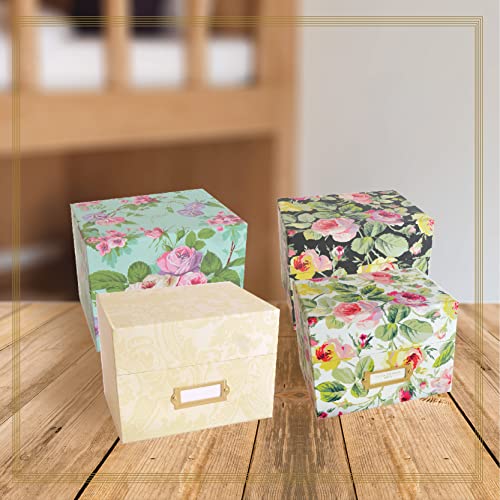 Anna Griffin Die Storage Box - Ivory Damask - 9" x 6.5" x 7" Elegant Box Set & Magnetic Storage of Craft Dies - Die Organizer Set of 10 Sleeves with Pockets, Tab Dividers, 36 Labels & 10 Magnets