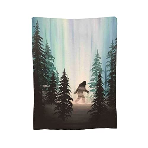 Hide and Seek Bigfoot Flannel Fleece Boho Throw Blanket Super Soft Cozy Warm Plush Bedding for Adults Kids Lightweight Blankets for Couch Sofa Bed 80"X60"