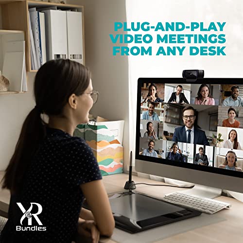 Logitech Webcam C920 HD Pro Bundle with Tripod, Privacy Shutter & Cleaning Cloth - Privacy Cover Computer Webcam Microphone - 1080p Streaming Wide Angle Video Camera - 1080P Desktop Web Camera