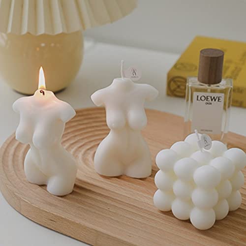 2 Pieces Bubble Candle - Cube Soy Wax Candles,Female Body Shaped Candle, Hand Poured Scented Candle, Cute Wax Candles Home Decor and Gifting (Creamy White )