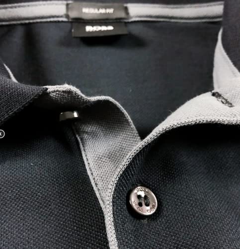 Hugo Boss Mens Firenze 33 Regular Fit Polo 50268712 (Medium, Black)