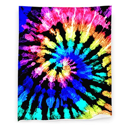 Boho Tie Dye Blanket 60" x 80" Hippie Rainbow Mandala Spiral Rainbow Super Soft Bedding Fleece Throw Blanket Luxury Bed Blanket Sofa Living Room Bedroom Warm Lightweight for Kid Baby Adults