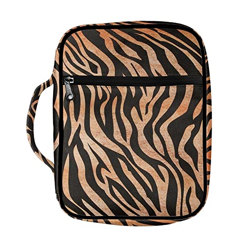 Hinthetall Zebra Print Bible Bag Carrying Case with Bookmark for Bible Studying Protective Bible Bag Polyester Bible Cover with Pockets and Zipper Church Bag Great Gift for Christian 1 Set