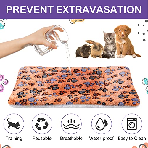 Haull 4 Pcs Waterproof Guinea Pig Bedding Winter Guinea Pig Plush Cage Liners Soft Dog Cat Bed Mat Reversible Cozy Animal Pee Pad Hamster Bed Mat Washable for Bunny (Paw,13 x 18.5 Inch)