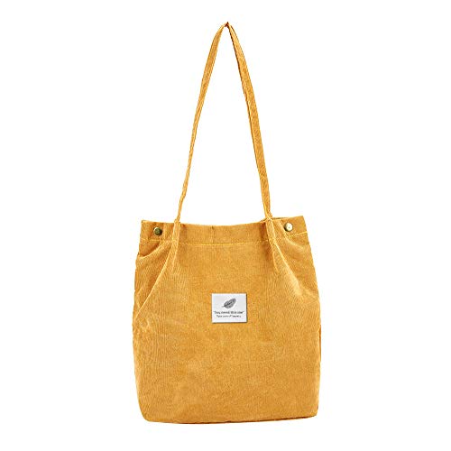 Mini Shoulder Bag Bag Corduroy Tote Travel Bag Hand Bag Fashion Women Shoulder Color Large Shoulder (Yellow, One Size)