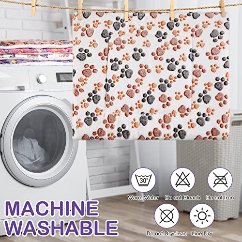 Haull 4 Pcs Waterproof Guinea Pig Bedding Winter Guinea Pig Plush Cage Liners Soft Dog Cat Bed Mat Reversible Cozy Animal Pee Pad Hamster Bed Mat Washable for Bunny (Paw,13 x 18.5 Inch)