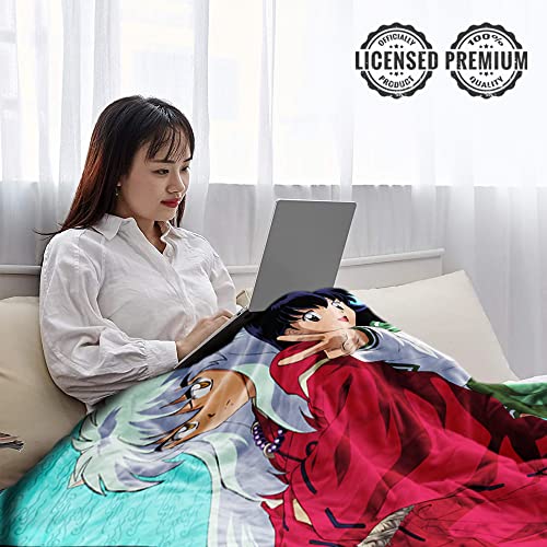 JUST FUNKY Inuyasha Fleece Throw Blanket | 45β x 60β Inches | Featuring Half Dog Demon and Half Human Inuyashaand Kagome | Bed Couch Decor | Officially Licensed