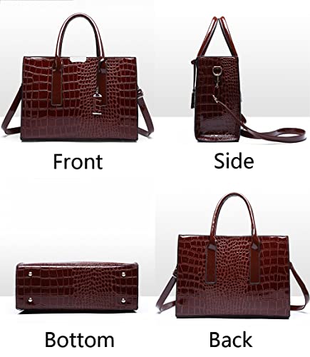 GJGJTER Top-handle Handbags Purse Women Crocodile Pattern Satchel Pu Leather Shoulder Bag Tote-Black
