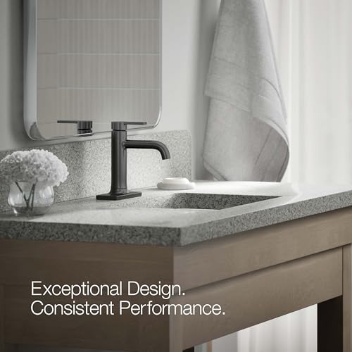 Kohler 28126-4-BL Venza Bathroom Sink Faucet, 1 Hole, Single-Handle Bathroom Faucets with Clicker Drain, 1.2 gpm, Matte Black
