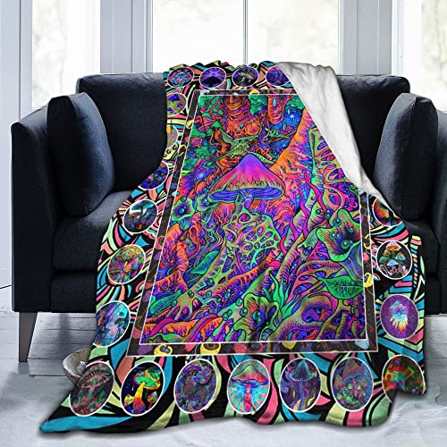Mushroom Blanket, Soft Fleece Flannel Throw Blanket Lightweight Cozy Blankets All-Season for Sofa Couch Chair Bedroom Cottagecore Room Decor