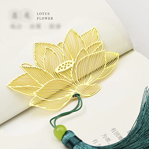 2 Pcs Hollow Metal Bookmarks Retro Flowers Leaves Reading Markers with Chinese Knot Tassel for Students Teachers Gift Giving Rose Gold Lotus Ginkgo