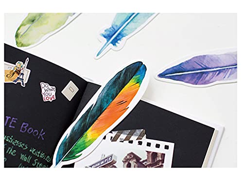Watercolor Feather Theme Colorful Paper Bookmarks, 30PCS