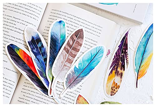 Watercolor Feather Theme Colorful Paper Bookmarks, 30PCS
