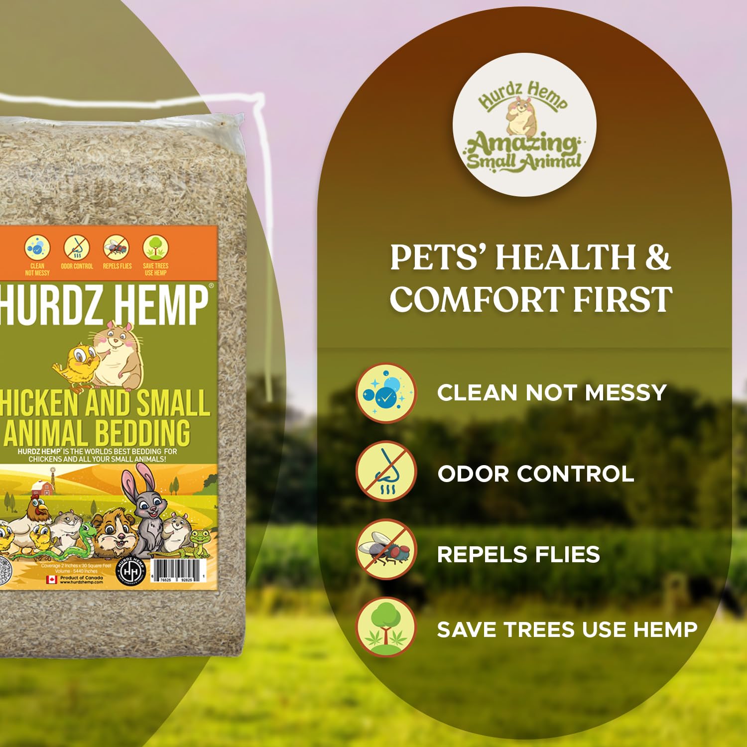 [33lbs] Hemp Bedding for Chickens - Made from 100% Natural Hemp - Superior Absorption & Odor Control- Eco-Friendly Hemp Bedding for Chickens - Easy Maintenance Hemp Bedding for Small Animals