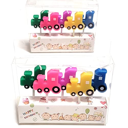 JM Future 10 Count Special Cake Candles Topper with Holder for Wedding Party Birthday Valentine's Day Cake Decoration, Perfect Wish Gift for Kid and Adult (Train)